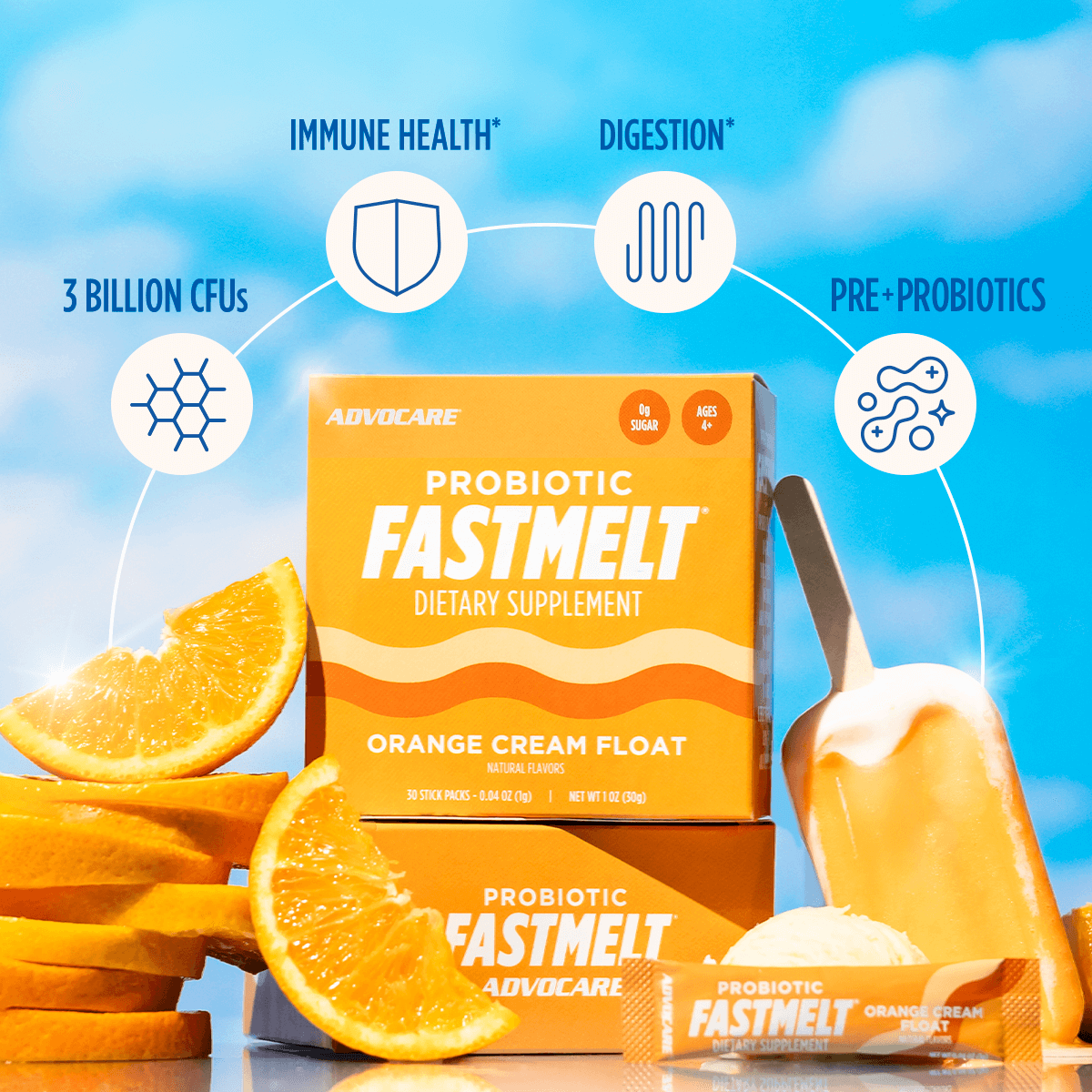 Probiotic FastMelt®, Orange Cream Float | AdvoCare®